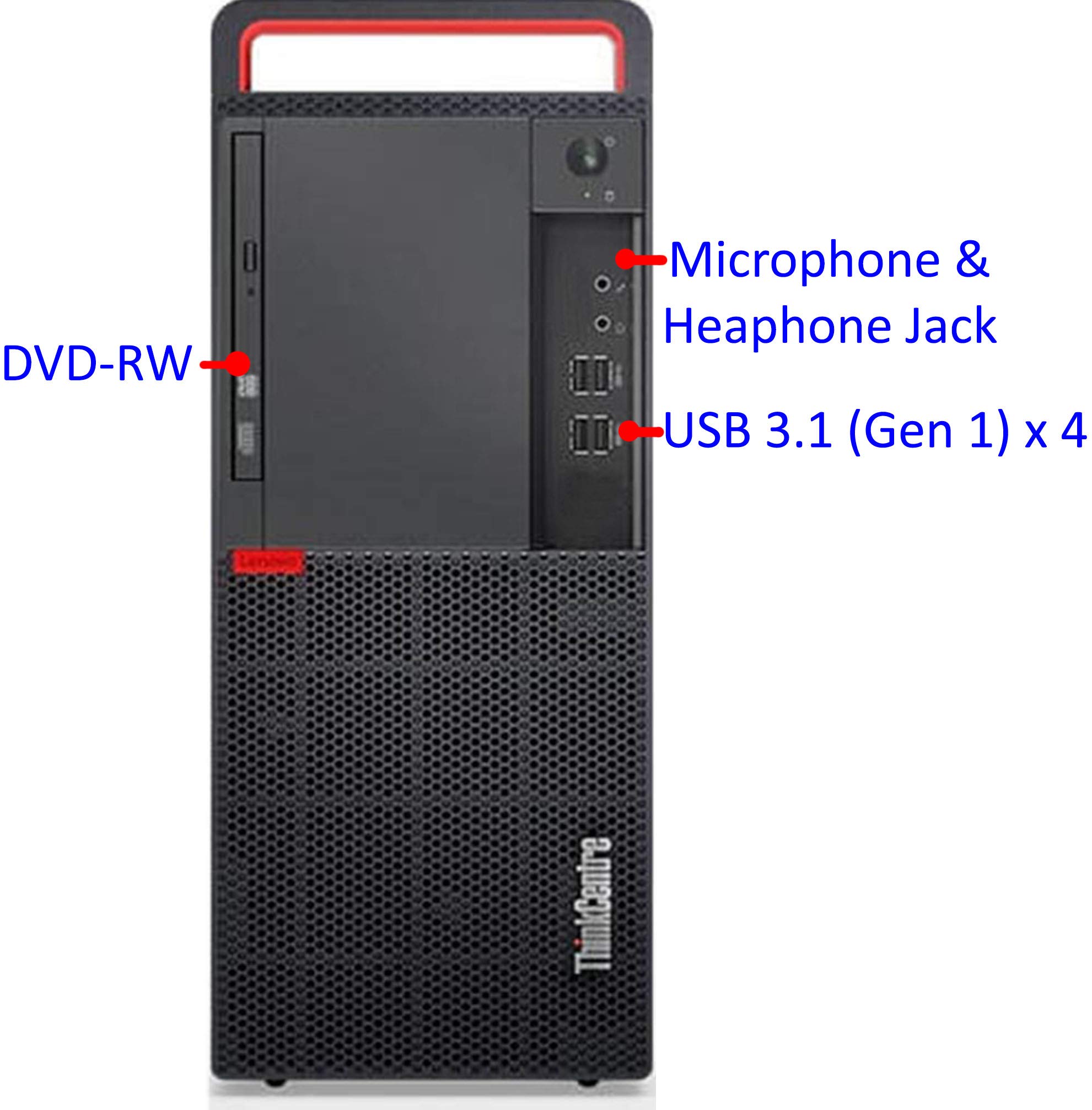 Lenovo ThinkCentre M910T Tower Desktop Computer - Intel Core i5-7500 Upto 3.8GHz, 16GB Ram, 256GB SSD, AC Wi-Fi, Bluetooth, DisplayPort, HDMI 4K Support, DVD-RW - Windows 10 Pro (Renewed)