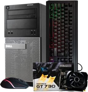 dell gaming pc tower, intel i5, 16gb ram, 128gb ssd 500gb hdd, windows 10, nvidia gt 730 2gb, new rgb gaming 4-in-1 bundle (renewed)