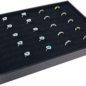 Papinimo Black Velvet 100 Slots Jewelry Ring Earrings Tray Holder Organizer Display Box Stud Earring Storage Case Drawer Insert for Vanity