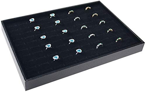 Papinimo Black Velvet 100 Slots Jewelry Ring Earrings Tray Holder Organizer Display Box Stud Earring Storage Case Drawer Insert for Vanity