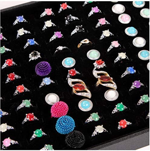 Papinimo Black Velvet 100 Slots Jewelry Ring Earrings Tray Holder Organizer Display Box Stud Earring Storage Case Drawer Insert for Vanity