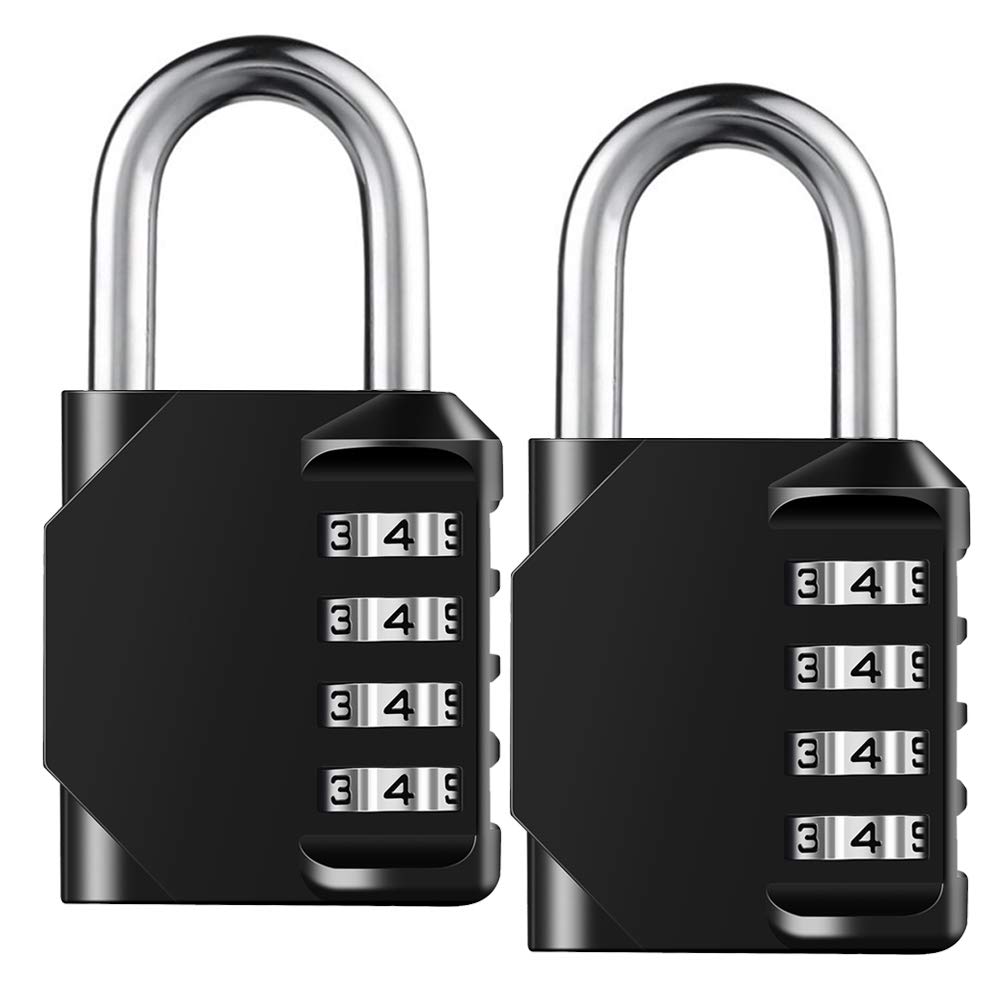 Combination Lock Resettable 4 Digit Padlock with Combination, AIHYTU Waterproof and Heavy Duty Combination Padlock Outdoor for School Gym Locker, Fence Gate, Toolbox, Employee Hasp Locker – 2 Pack