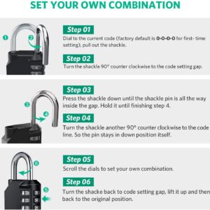 Combination Lock Resettable 4 Digit Padlock with Combination, AIHYTU Waterproof and Heavy Duty Combination Padlock Outdoor for School Gym Locker, Fence Gate, Toolbox, Employee Hasp Locker – 2 Pack