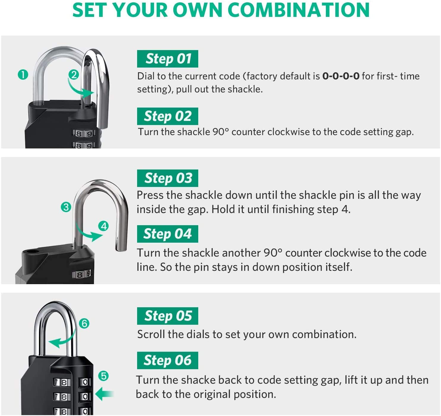 Combination Lock Resettable 4 Digit Padlock with Combination, AIHYTU Waterproof and Heavy Duty Combination Padlock Outdoor for School Gym Locker, Fence Gate, Toolbox, Employee Hasp Locker – 2 Pack