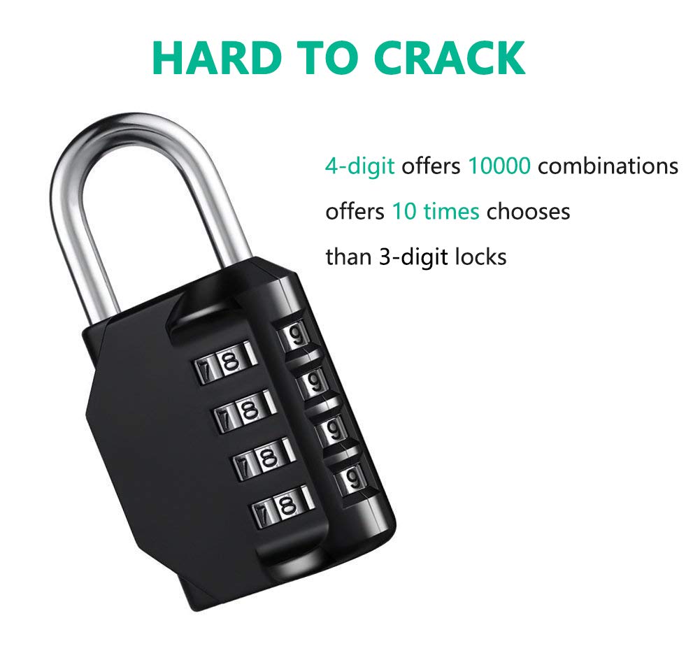 Combination Lock Resettable 4 Digit Padlock with Combination, AIHYTU Waterproof and Heavy Duty Combination Padlock Outdoor for School Gym Locker, Fence Gate, Toolbox, Employee Hasp Locker – 2 Pack