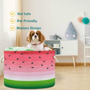 visesunny Collapsible Large Capacity Basket Watermelon Slice Clothes Toy Storage Hamper with Durable Cotton Handles Home Organizer Solution for Bathroom, Bedroom, Nursery, Laundry,Closet