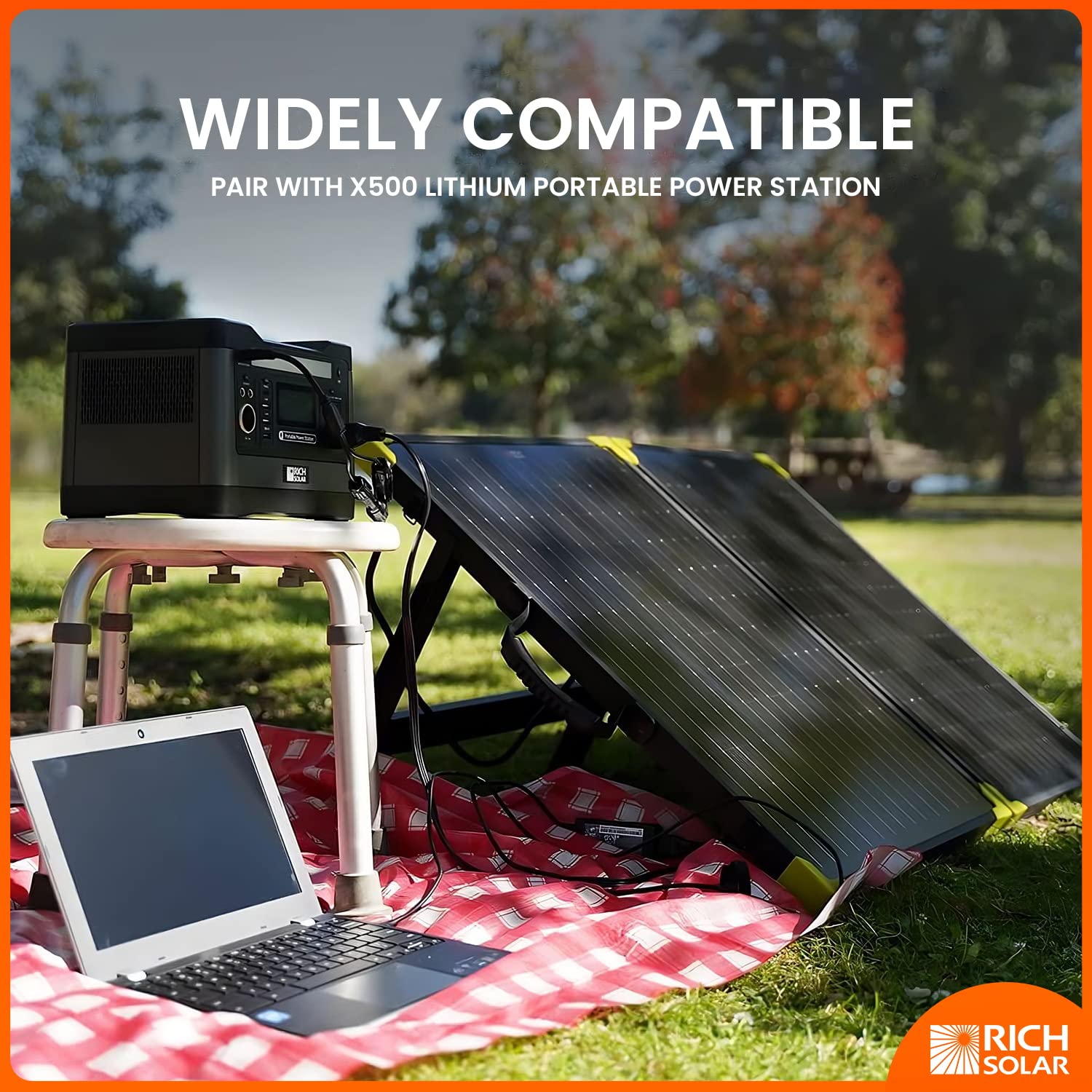 RICH SOLAR 200W Monocrystalline Portable Solar Panel Foldable Suitcase Solar Panel Built-in Kickstand (200W+20A Controller)