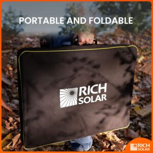 RICH SOLAR 200W Monocrystalline Portable Solar Panel Foldable Suitcase Solar Panel Built-in Kickstand (200W+20A Controller)