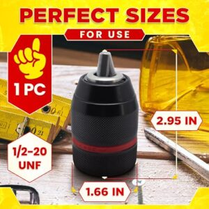 Keyless Drill Chuck for Impact Drill - 1/2-20unf Mount 2~13mm Hand Drill Accessories Clamping Force Quick Change Chuck Adapter - Hand Held Drill Chuck Replacement Keyless Chuck for Multi Purpose