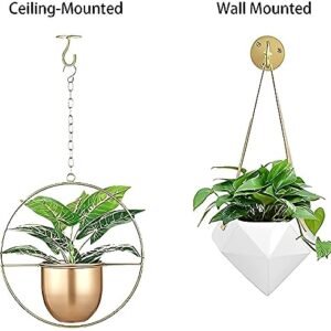 Ceiling Hooks for Hanging Plants - Metal Heavy Duty Wall Mounted Hangers for Hanging Bird Feeders, Planters, Wind Chimes, Include Professional Drywall Anchors (3-Pack) (Gold)