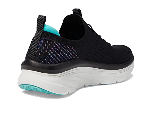 Skechers Sport Women's Women's D'LUX Walker Sneaker, Black/Light Blue, 9.5