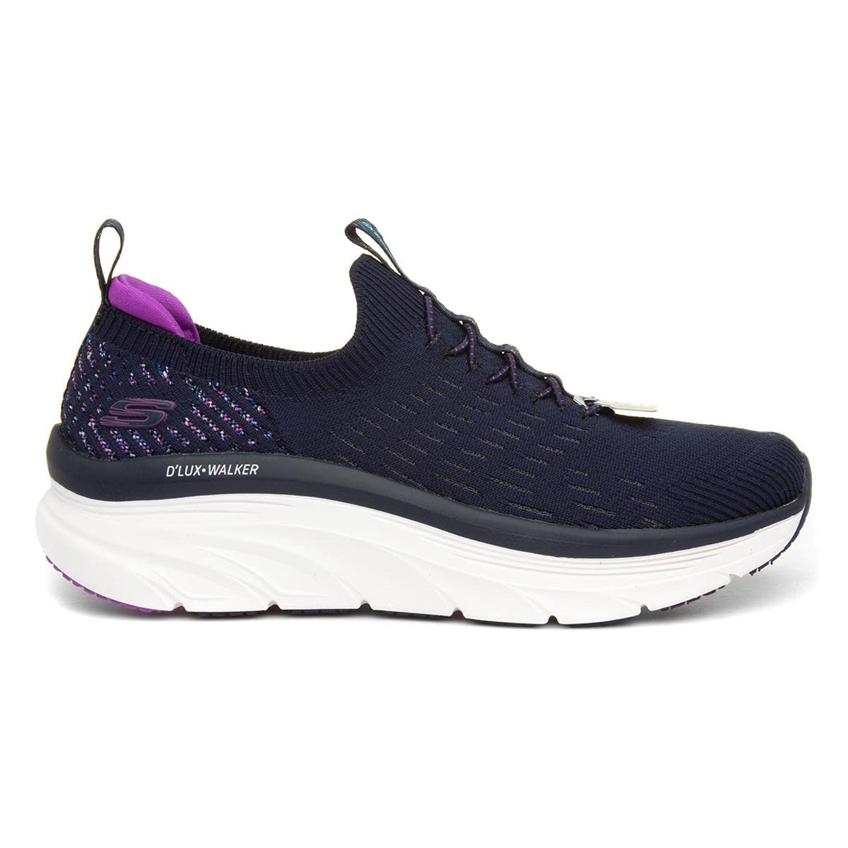 Skechers Women's D'LUX Walker Star Stunner Sneaker, Navy, 6