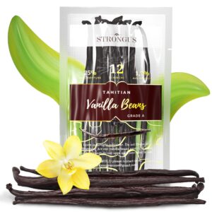 12 large tahitian vanilla beans - vacuum sealed grade a vanilla pods - rich, creamy flavor & aroma - ingredients for baking, homemade extract, paste, brewing, coffee, cooking - , 12-pack