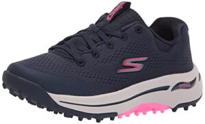 skechers women's go arch fit golf shoe, navy/pink, 9