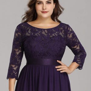 Ever-Pretty Womens Plus Size Lace Evening Formal Dress Elegant Lace Dresses Dark Purple US 20