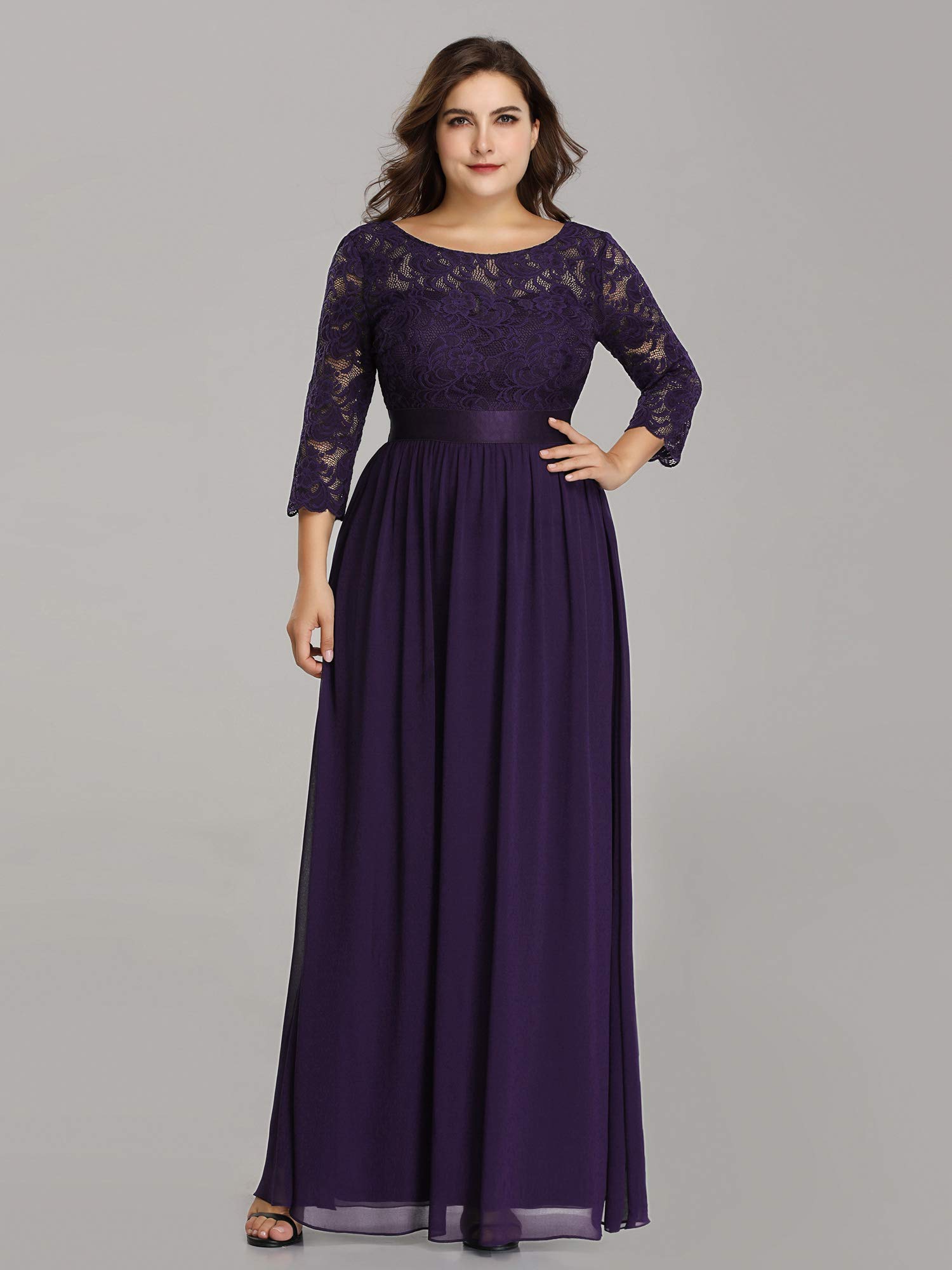 Ever-Pretty Womens Plus Size Lace Evening Formal Dress Elegant Lace Dresses Dark Purple US 20