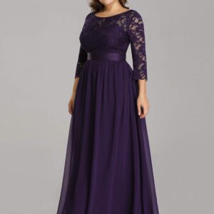 Ever-Pretty Womens Plus Size Lace Evening Formal Dress Elegant Lace Dresses Dark Purple US 20