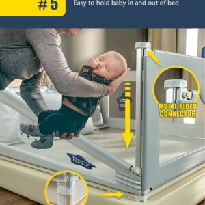 Holike Bed Rails for Toddlers - 60 inch 70 inch 80 inch Extra Long Baby Bed Rail Guard (3 Sides: Perfect for King Bed,Include 3 Sides)