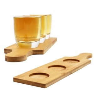 hinlot 2.7 inches dia base beer tasting flight set wine glasses flight boards jars serving paddles (square, 4) square 3 slots, 3.5w x 15.5l