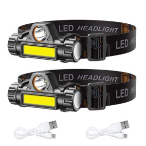 MyToolGift 2 Packs LED Headlamps, Portable, Long Range, Rechargeable, High Lumen, Battery Powered