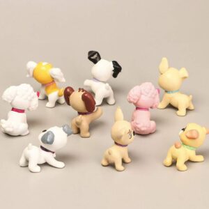 Dog Figurines Playset, 9 Pcs Realistic Detailed Puppy Figures Fairy Garden Miniature Dog Figurines Collection Playset Cake Toppers Christmas Birthday Gift