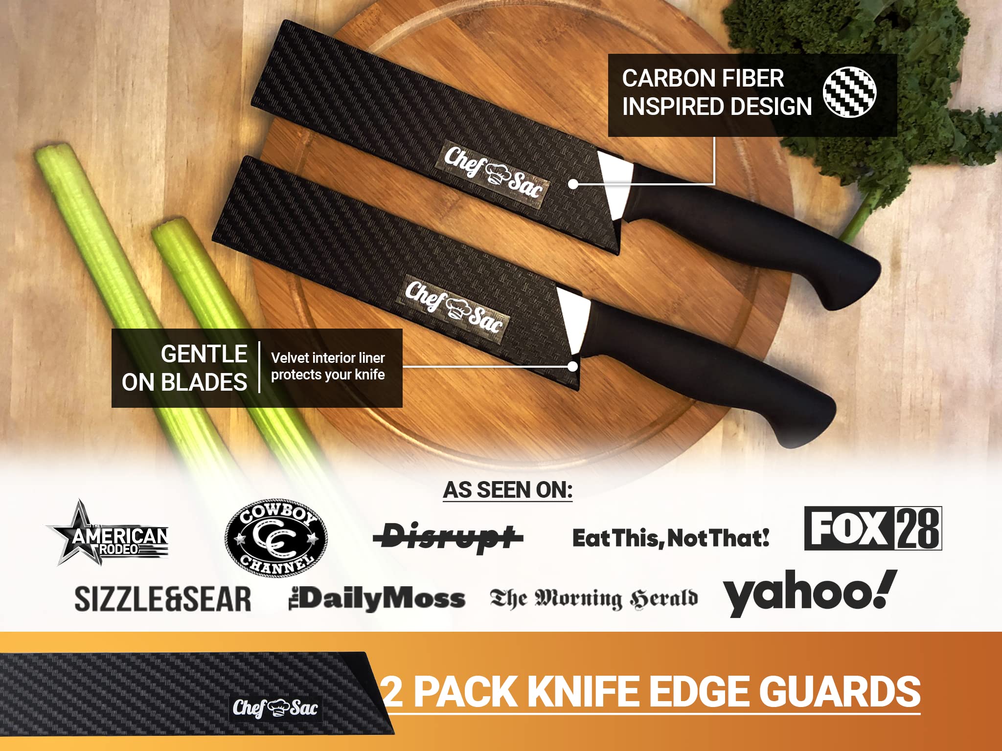 Chef Sac Chef Knife Roll Bag Case with 2-Pack Knife Guards (8.5") Included