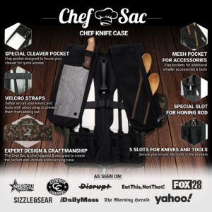 Chef Sac Chef Knife Roll Bag Case with 2-Pack Knife Guards (8.5") Included