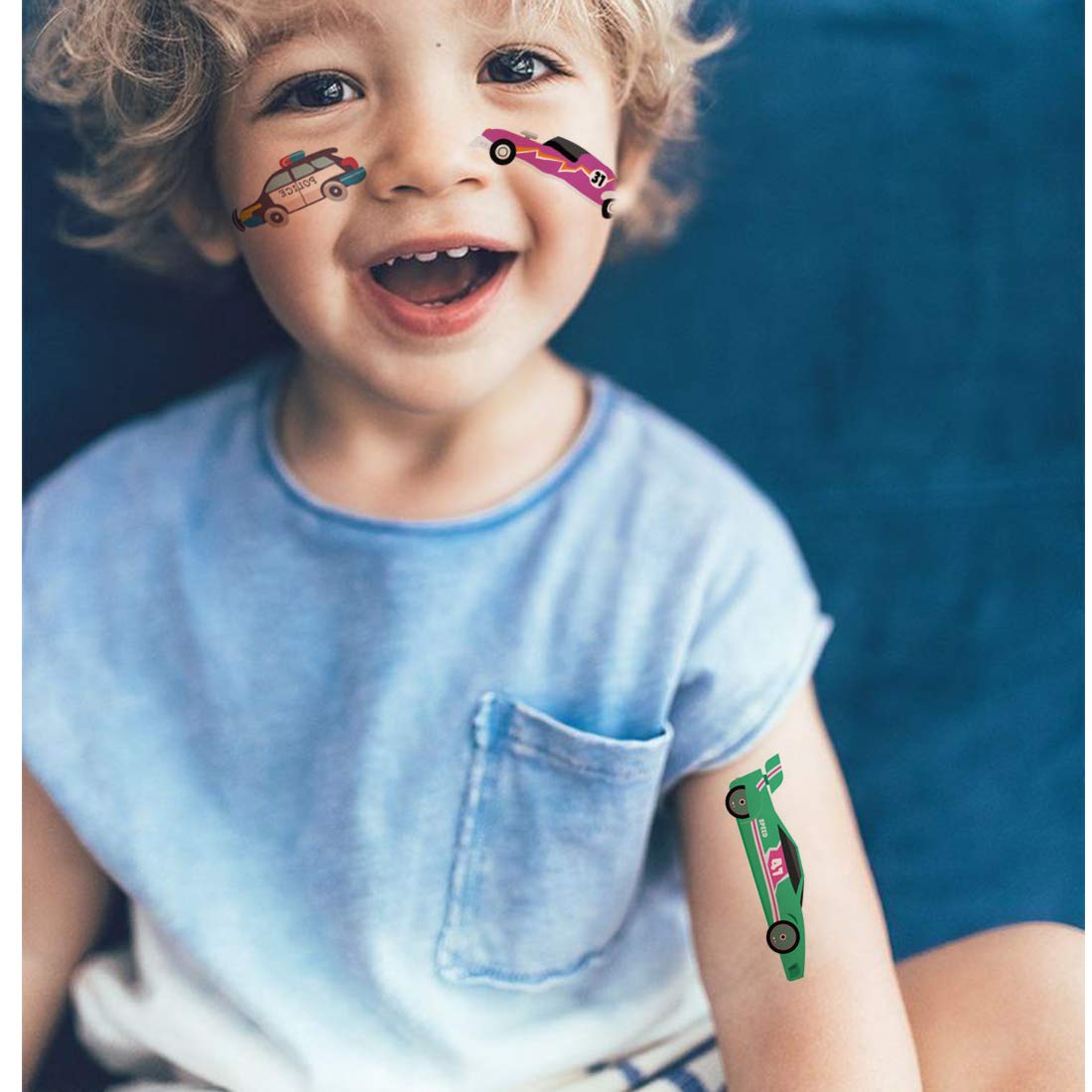 Ooopsiun Cars and Trucks Temporary Tattoos for Boys - 100 Tattoos, Cars Construction Decorations Supplies Favors for Kids Boys