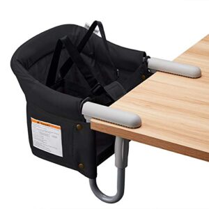 hook on chair, veeyoo clip on high chair folding fast table chair with storage bag, portable baby feeding seat attach to table for home and travel