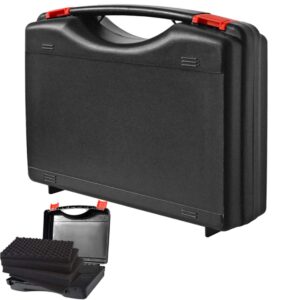 aoocy small hard carrying case with pluck foam interior for pistol, gopro,microphone, camera, and more - outer size 12.2 x 10 x 2.7 inches, black