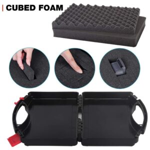 AOOCY Small Hard Carrying Case with Pluck Foam Interior for Pistol, GoPro,Microphone, Camera, and More - Outer Size 12.2 x 10 x 2.7 Inches, Black