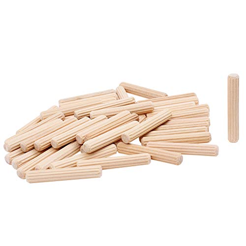 100 Pack 1/4" Wood Dowel Pins Straight Grooved Pins for Furniture Door and Art Projects (1/4 in)