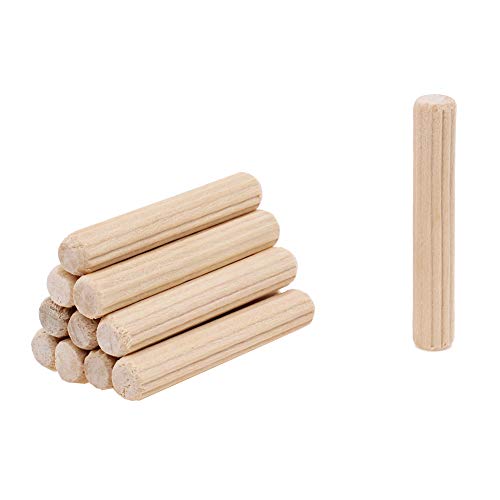 100 Pack 1/4" Wood Dowel Pins Straight Grooved Pins for Furniture Door and Art Projects (1/4 in)