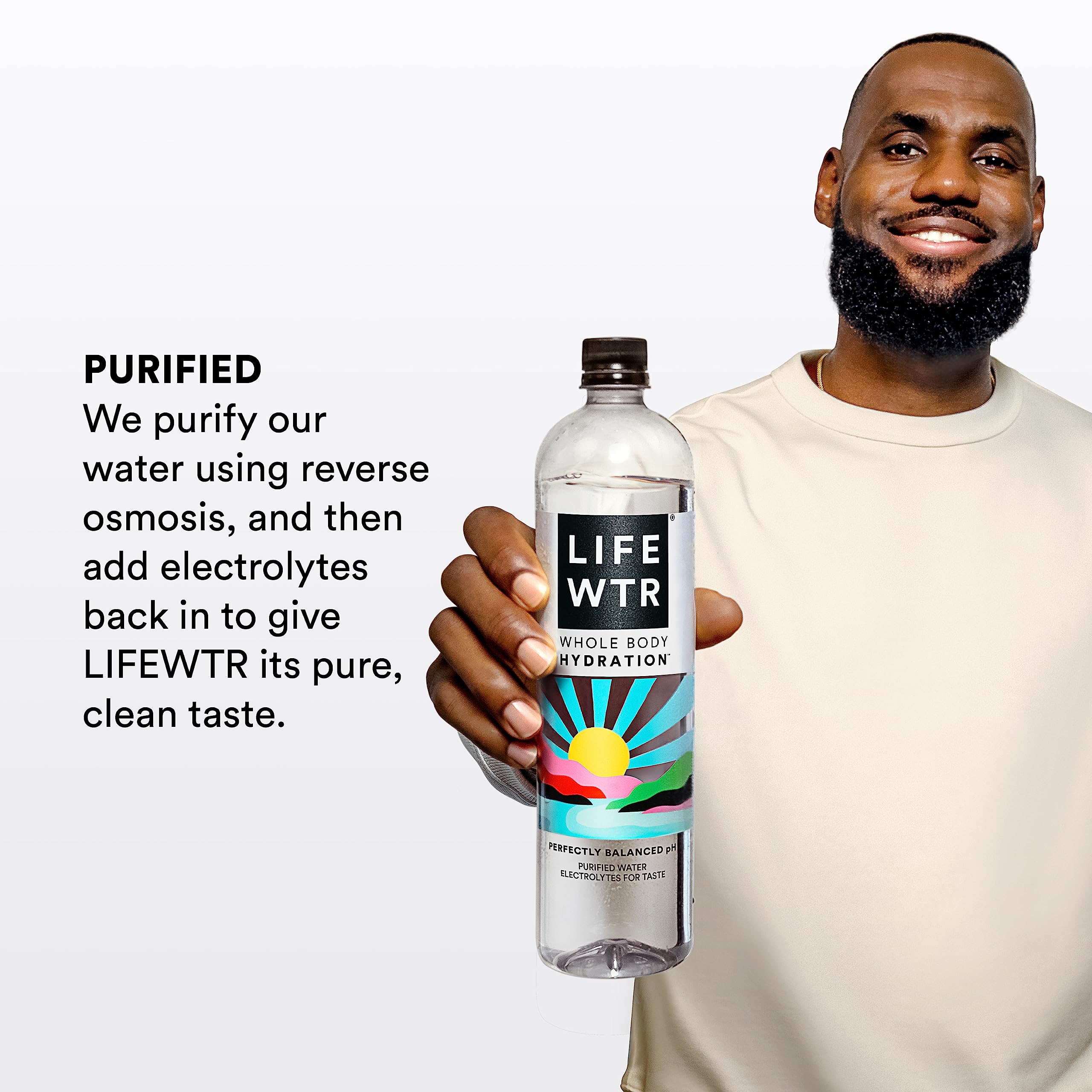 LIFEWTR Premium Purified Water, pH Balanced with Electrolytes, 100% recycled plastic bottles, 20 Fl Oz (Pack of 20), Packaging May Vary