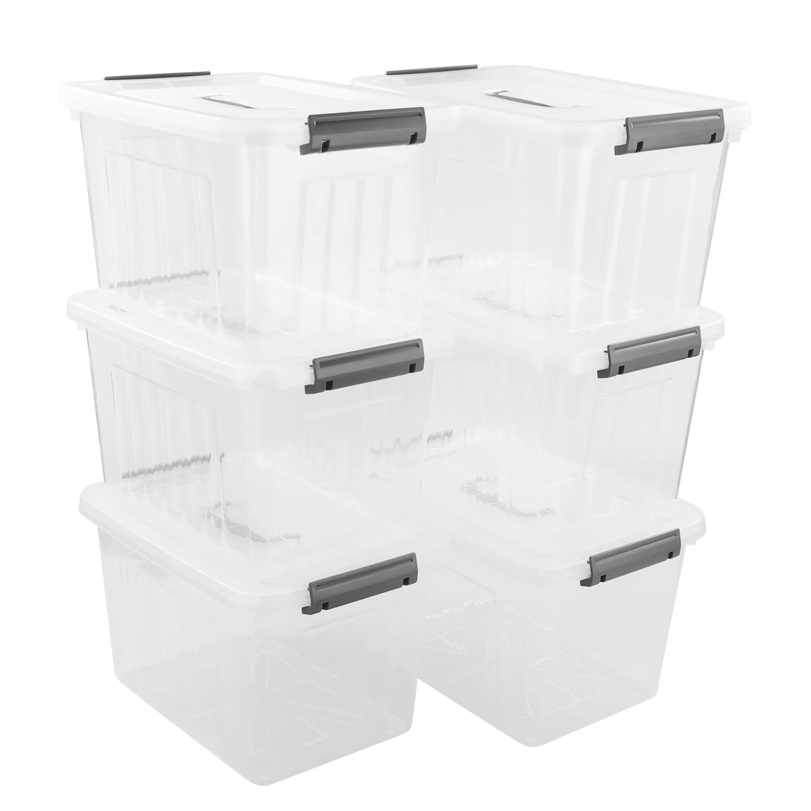 Bringer 6-Pack Clear Plastic Latching Storage Box, Plastic Box, 10 L