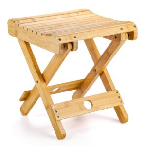 lawei bamboo folding step stool - 12 inch bamboo shower bench stool spa bath seat chairs for shower, leg shaving and foot rest