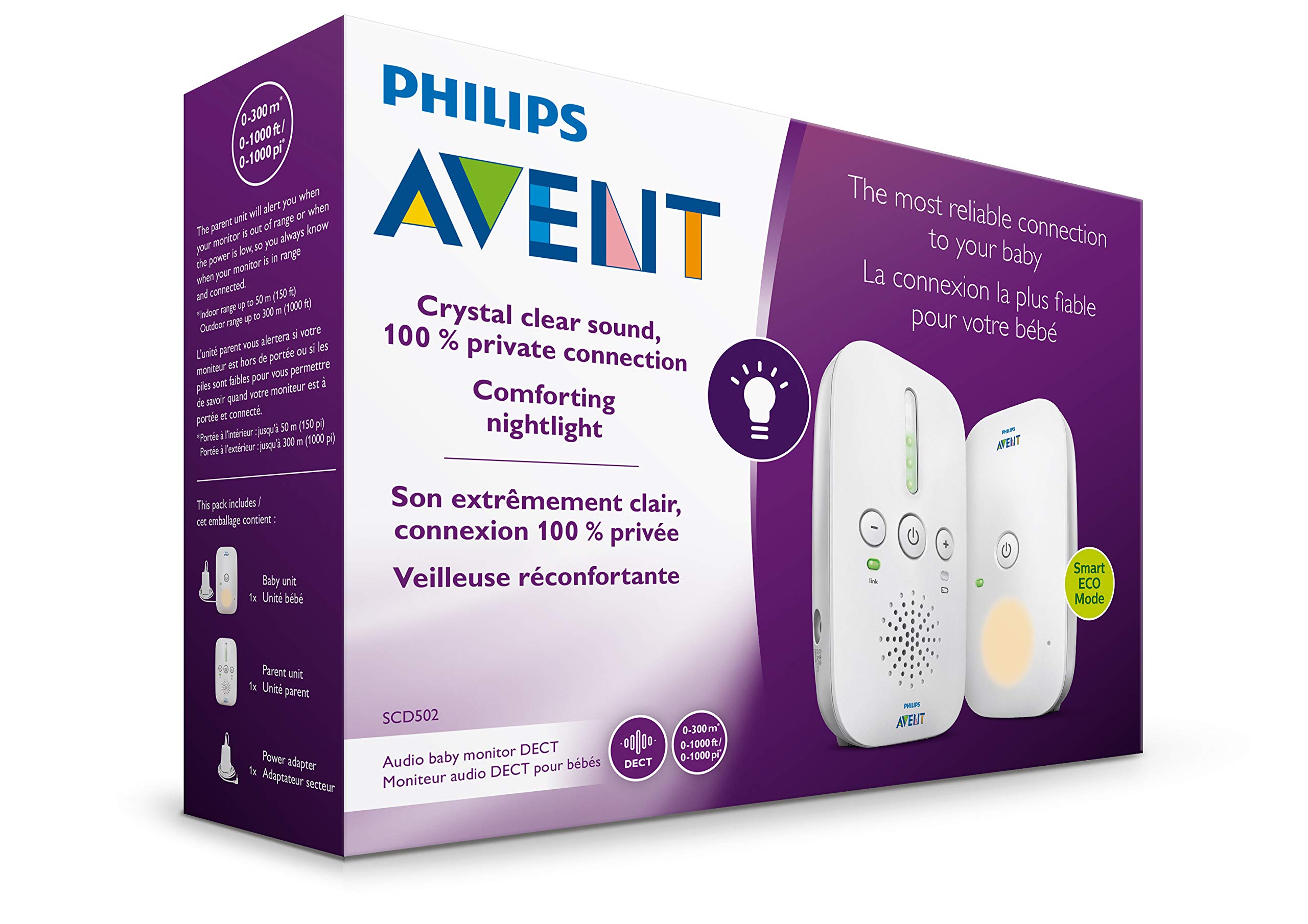 Philips AVENT Audio Baby Monitor DECT, White, SCD502/10