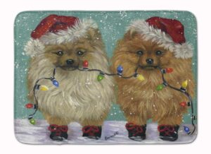 caroline's treasures pomeranian christmas lighten up machine washable memory foam mat doormats, multicolor