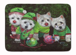 caroline's treasures westie christmas santa's assistants machine washable memory foam mat doormats, multicolor