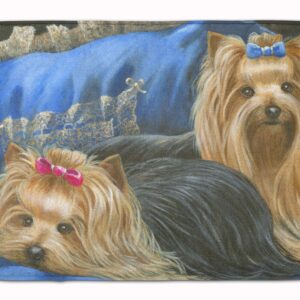 Caroline's Treasures PPP3293RUG Yorkshire Terrier Yorkie Satin and Lace Machine Washable Memory Foam Mat, Bathroom Rug, Non-Slip Bath Mat, Durable Thick Washable Rugs for Kitchen, Bathroom Quick Dry,