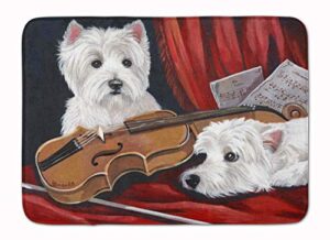 caroline's treasures westie fiddlers machine washable memory foam mat doormats, multicolor