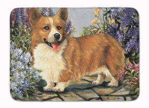 caroline's treasures corgi garden georgi machine washable memory foam mat doormats, multicolor