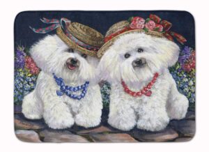 caroline's treasures bichon frise sisters machine washable memory foam mat doormats, multicolor