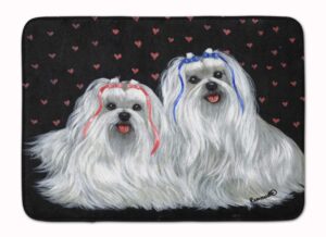 caroline's treasures maltese sweethearts machine washable memory foam mat doormats, multicolor