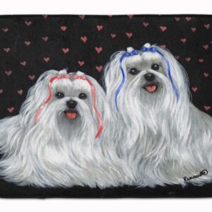 Caroline's Treasures Maltese Sweethearts Machine Washable Memory Foam Mat doormats, Multicolor