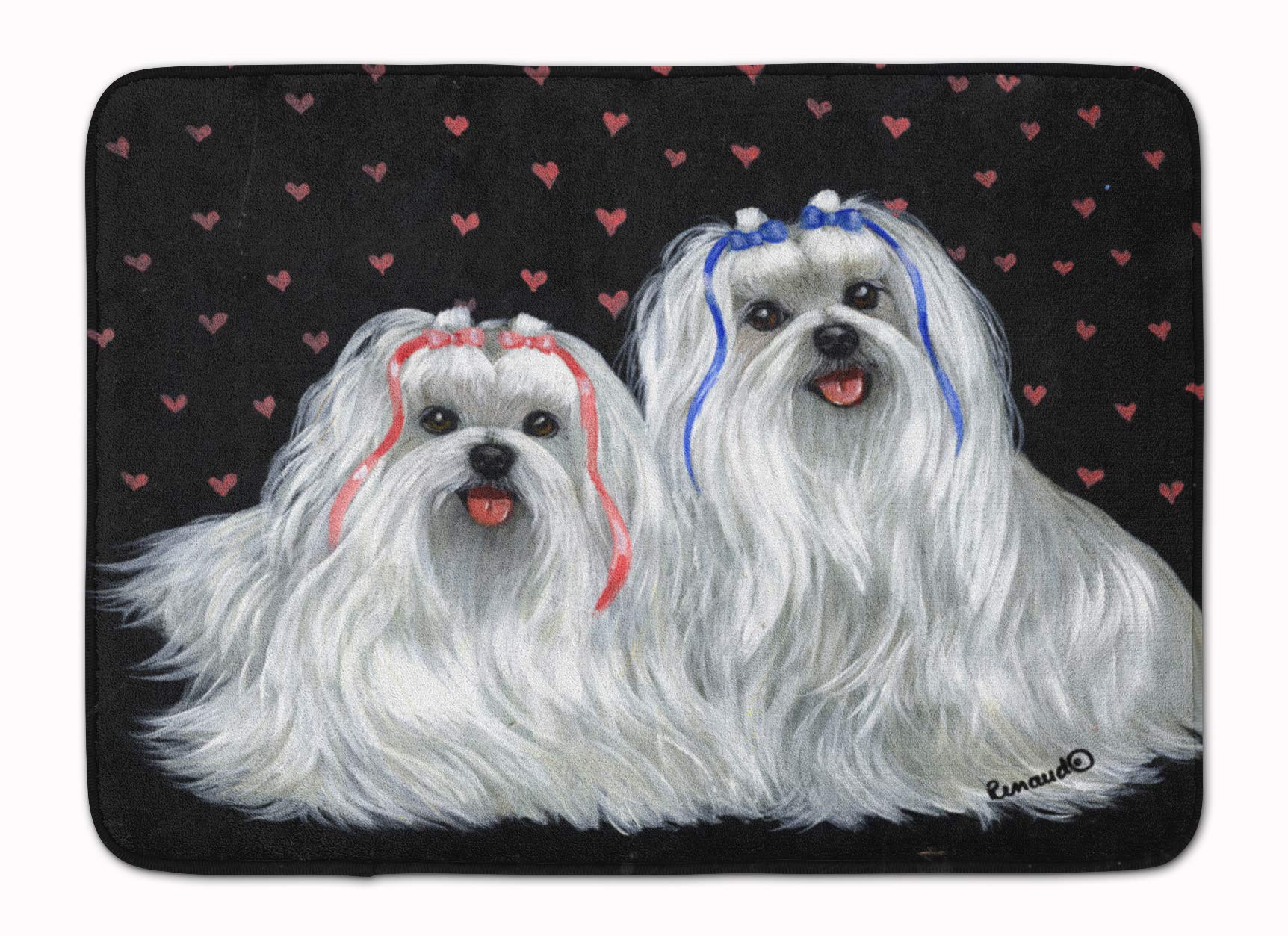 Caroline's Treasures Maltese Sweethearts Machine Washable Memory Foam Mat doormats, Multicolor