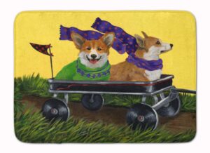 caroline's treasures corgi express machine washable memory foam mat doormats, multicolor