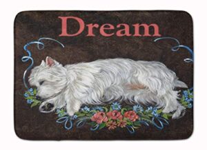 caroline's treasures westie dream machine washable memory foam mat doormats, multicolor