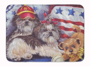 caroline's treasures shih tzu americana sweethearts machine washable memory foam mat doormats, multicolor