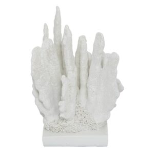 deco 79 polystone coral decorative sculpture home decor statue, accent figurine 7" x 6" x 10", white